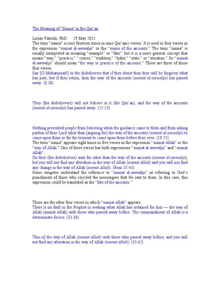The Meaning of Sunnah | PDF | Prophets And Messengers In Islam | God In ...