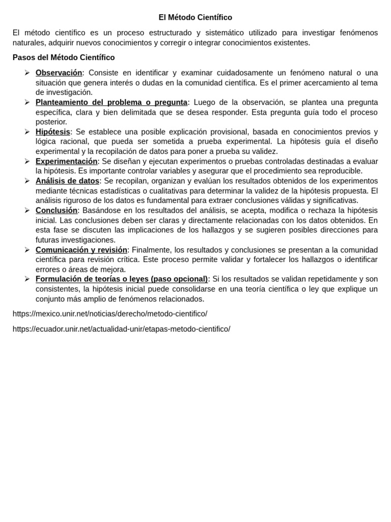 El Método Científico Pasos | PDF