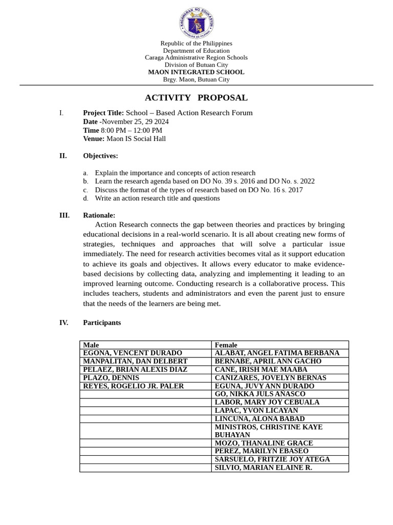 Activity Proposal AR 2024 | PDF | Intelligence | Cognition