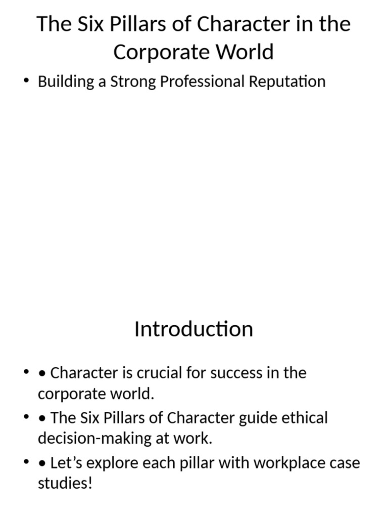 Six Pillars of Character Final | PDF