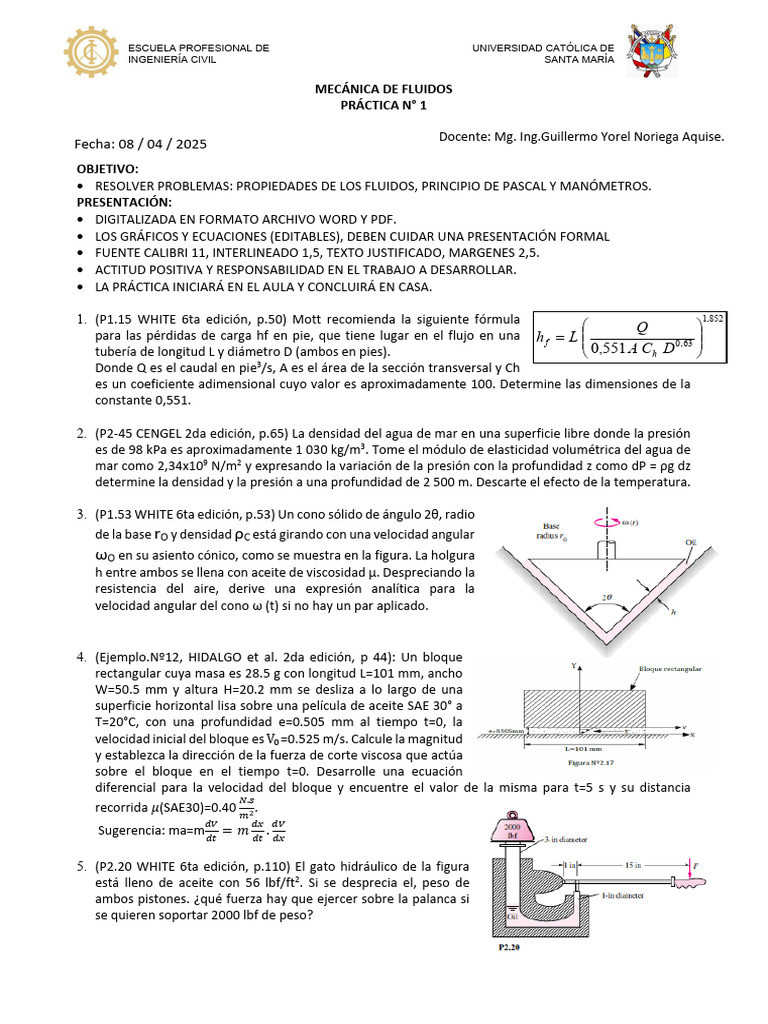 Pract 01 Fluidos | PDF | Viscosidad | Presión