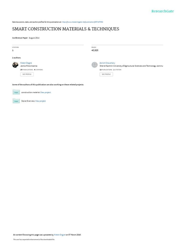 Smart Construction Materials | PDF | Concrete | Glasses