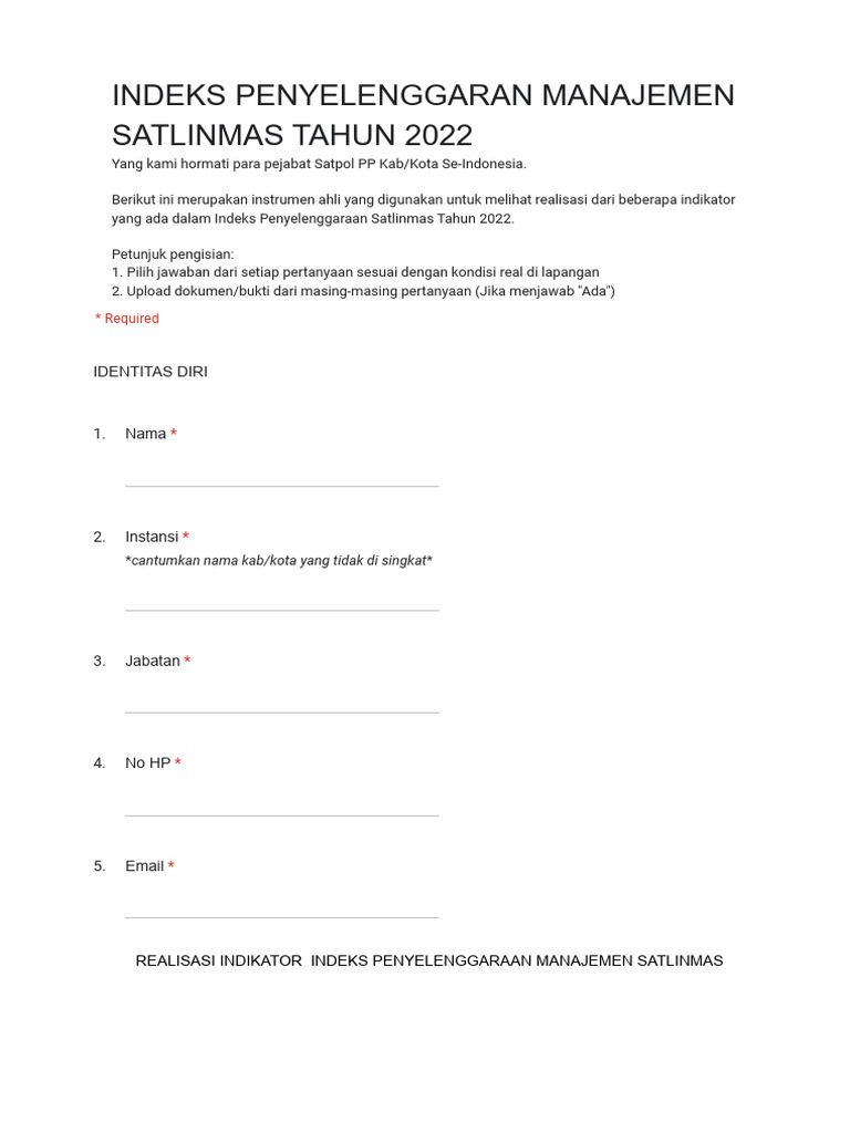 Form IPM Satlinmas - Google Forms | PDF