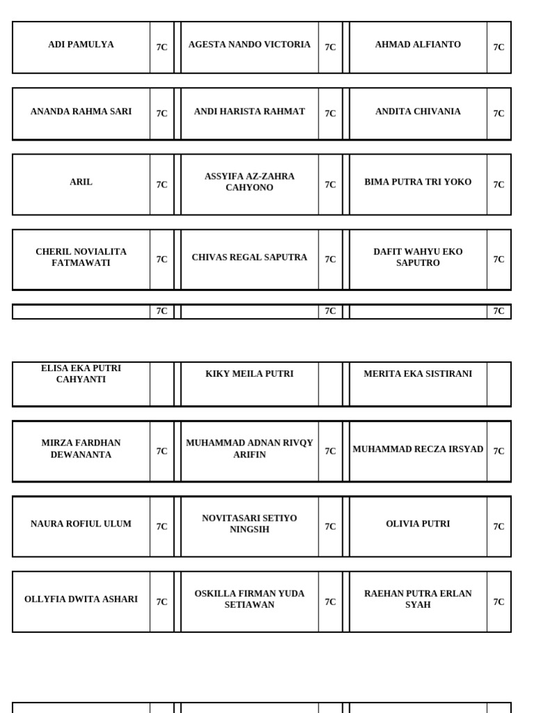 LABEL NAMA RAPORT 7c | PDF