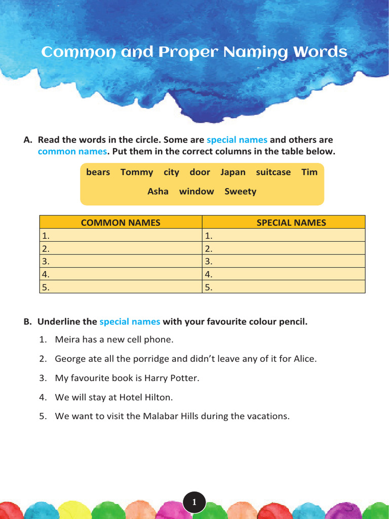 Common and Proper Naming Words - 2 | PDF