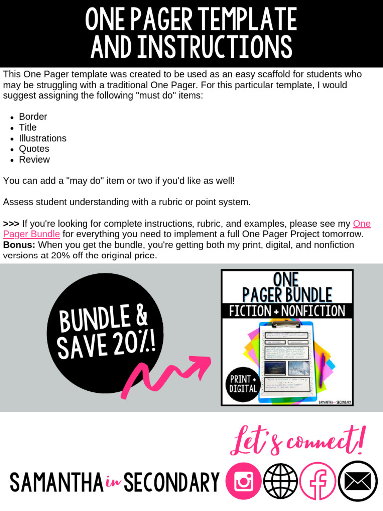 One Pager Template Bundle for Students | PDF