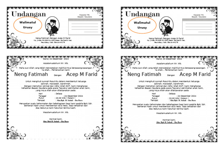 Undangan Pernikahan Doc Siap Edit 1 - Kanalmu | PDF