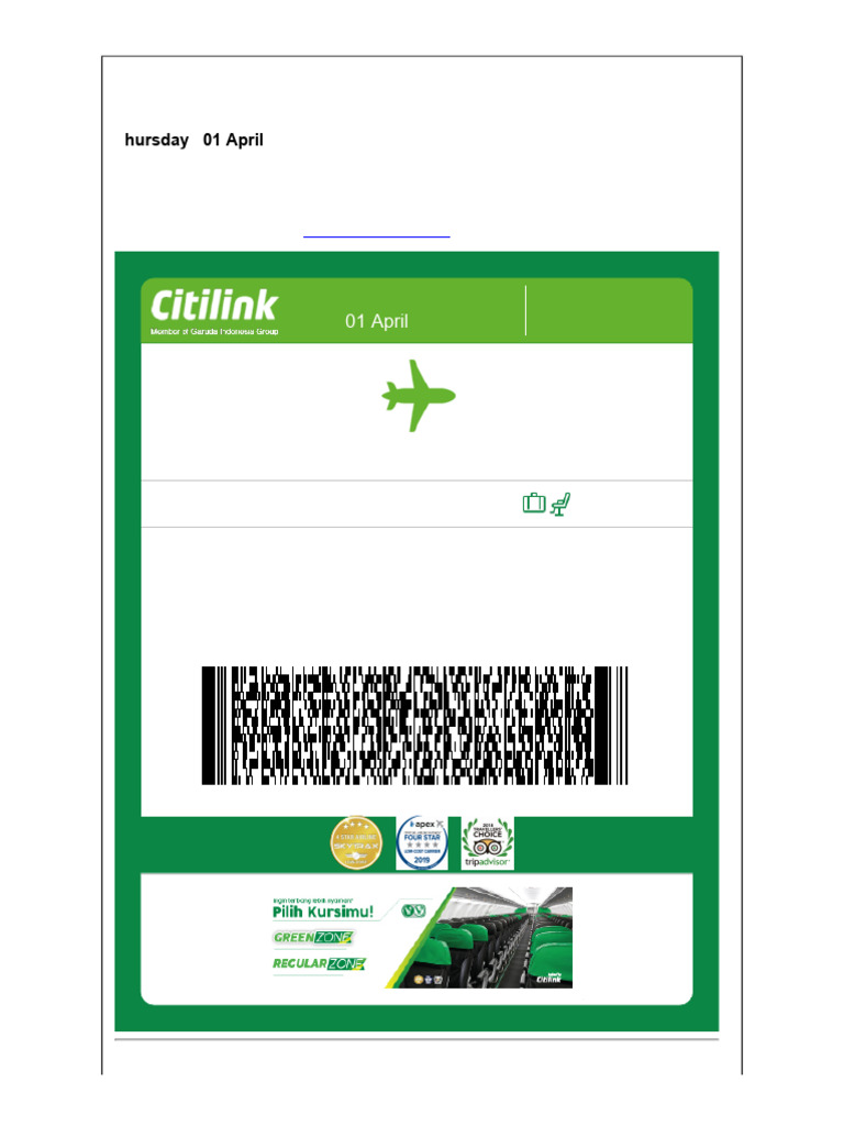 Citilink Flight QG 954 e-Boarding Pass | PDF