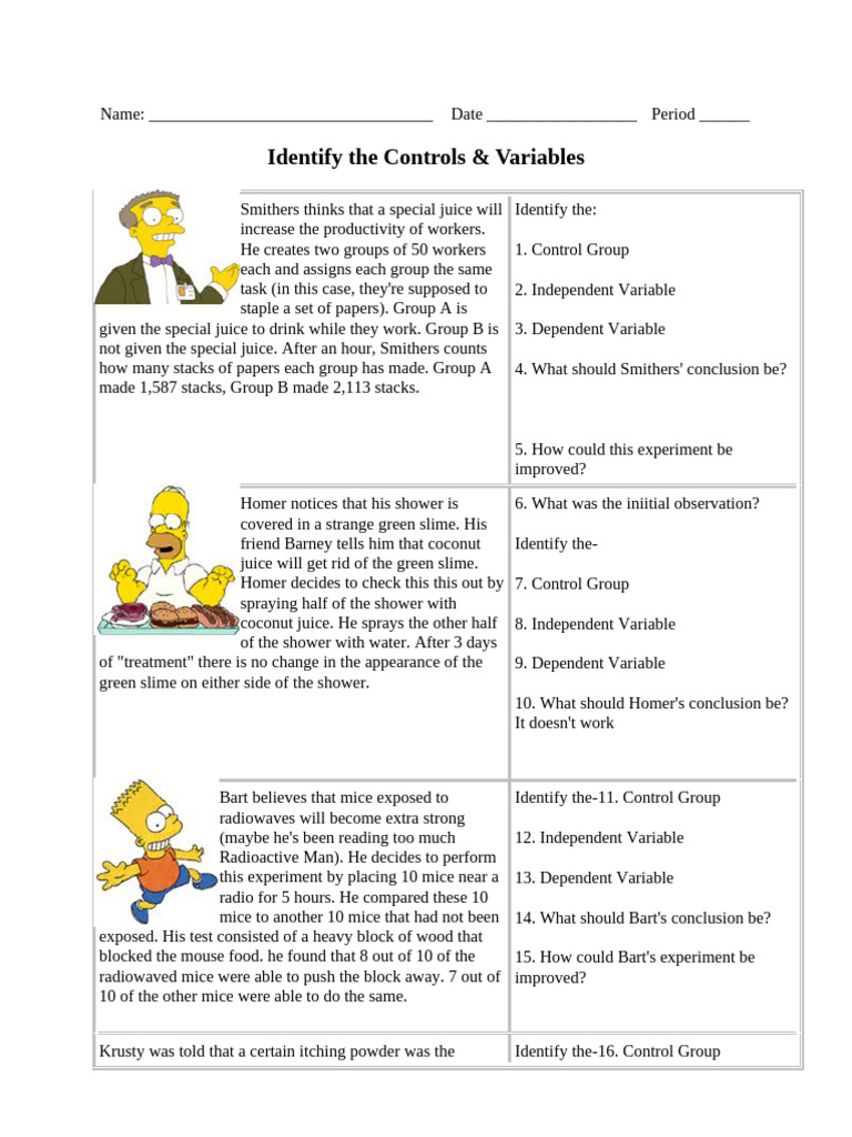 identify_the_controls_and_variables | PDF | Experiment | Mouse