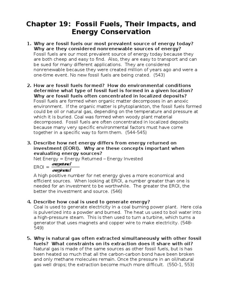 CH 19 Questions | PDF | Fossil Fuels | Petroleum