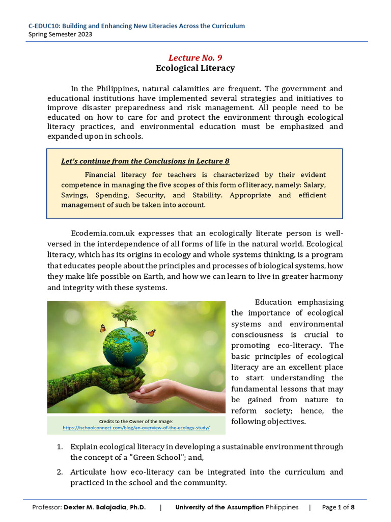 [Building and Enhancing New Literacies] Week 9 - Ecological Literacy ...