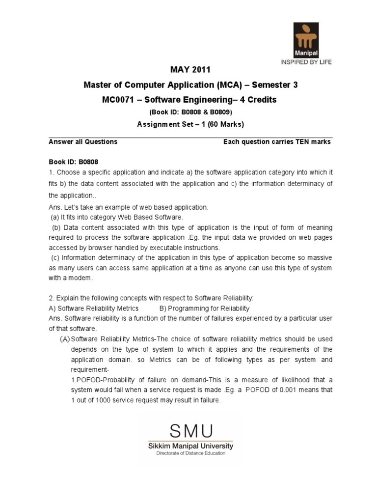 MAY 2011 Master of Computer Application (MCA) - Semester 3 MC0071 ...