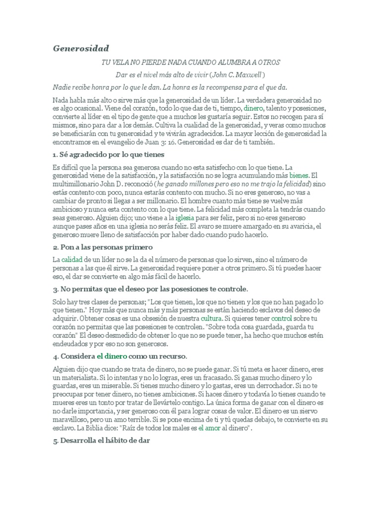 Generosidad Pdf Felicidad