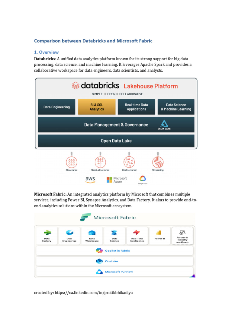 Databricks Vs Fabric Comparison 1737957365 | PDF | Data | Computer Science