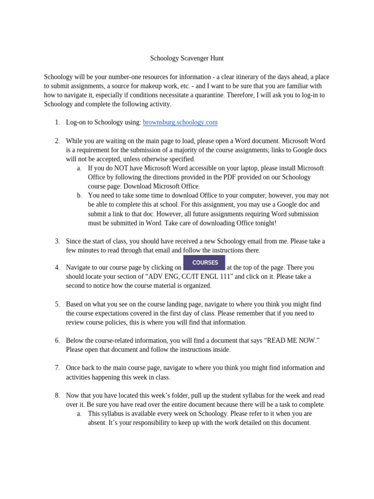 Schoology Scavenger Hunt | PDF | Computing | Software
