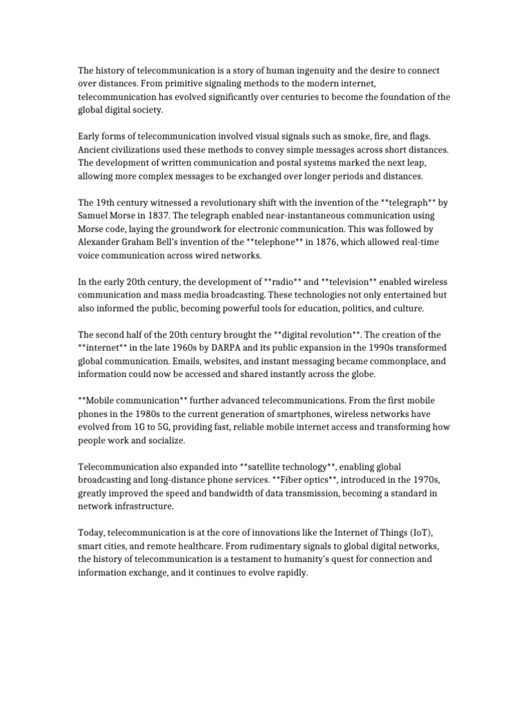 History of Telecommunication | PDF | Telecommunications | Telephone