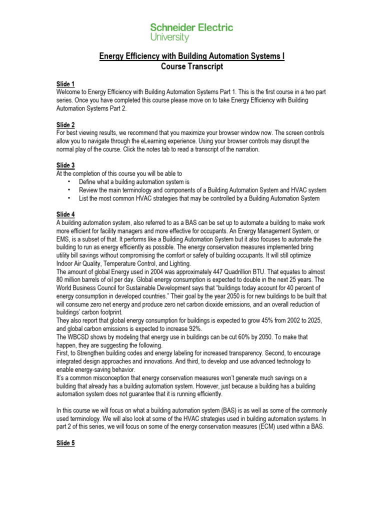 Energy Efficiency with Building Automation Systems I Transcript | PDF ...