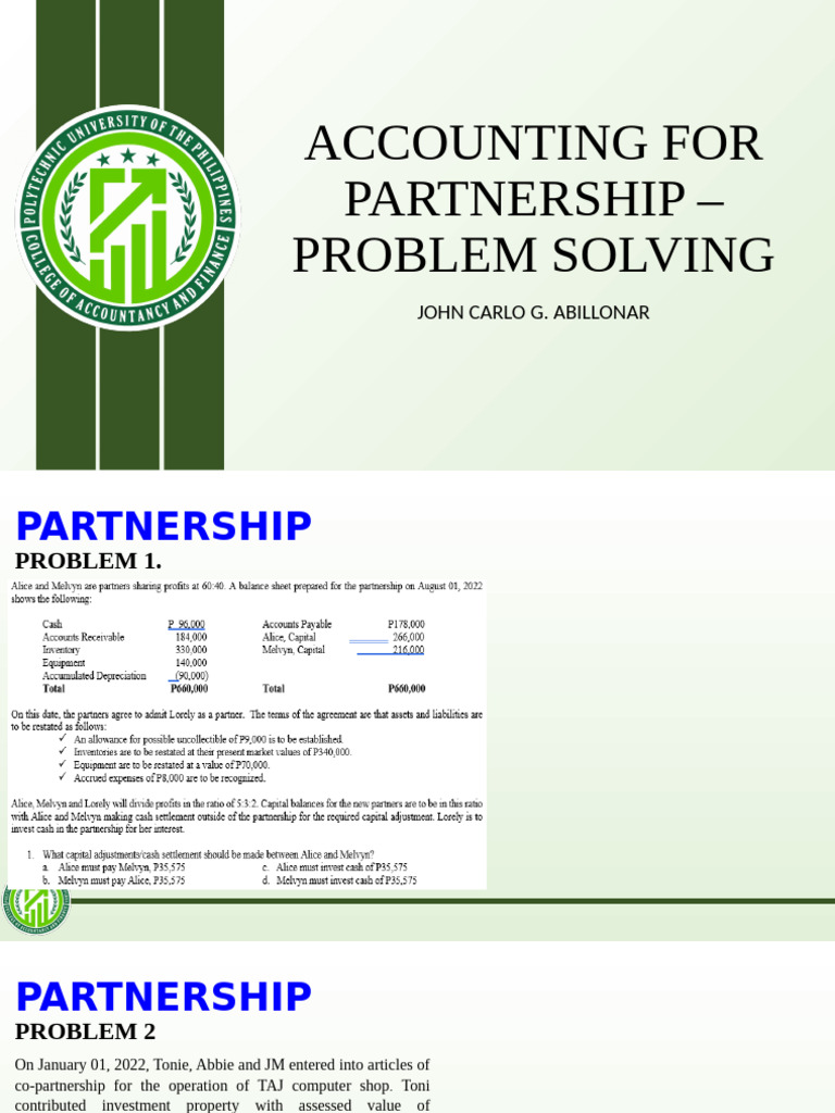 PARTNERSHIP PROBLEM SOLVING With ANSWER KEY | PDF