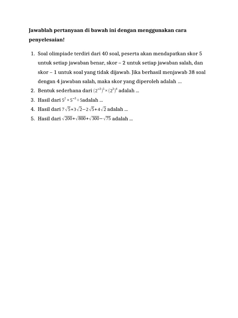 Soal Essai Pas Ganjil MTK Kls X 2024 | PDF
