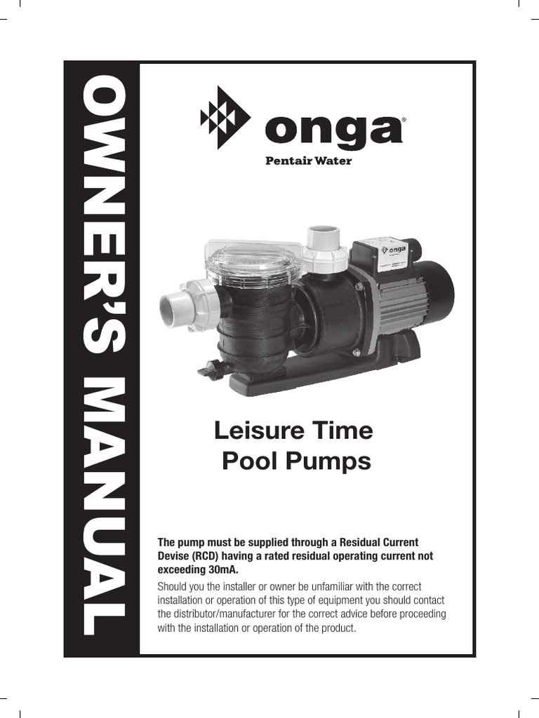 Leisure Time Pool Pump Owner's Manual | PDF | Pump | Pipe (Fluid ...