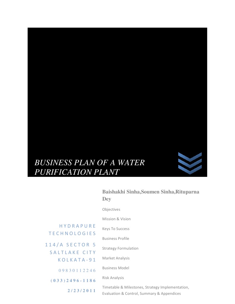 Business Plan of A Water Purification Plant: Hydrapure Technologies 114 ...