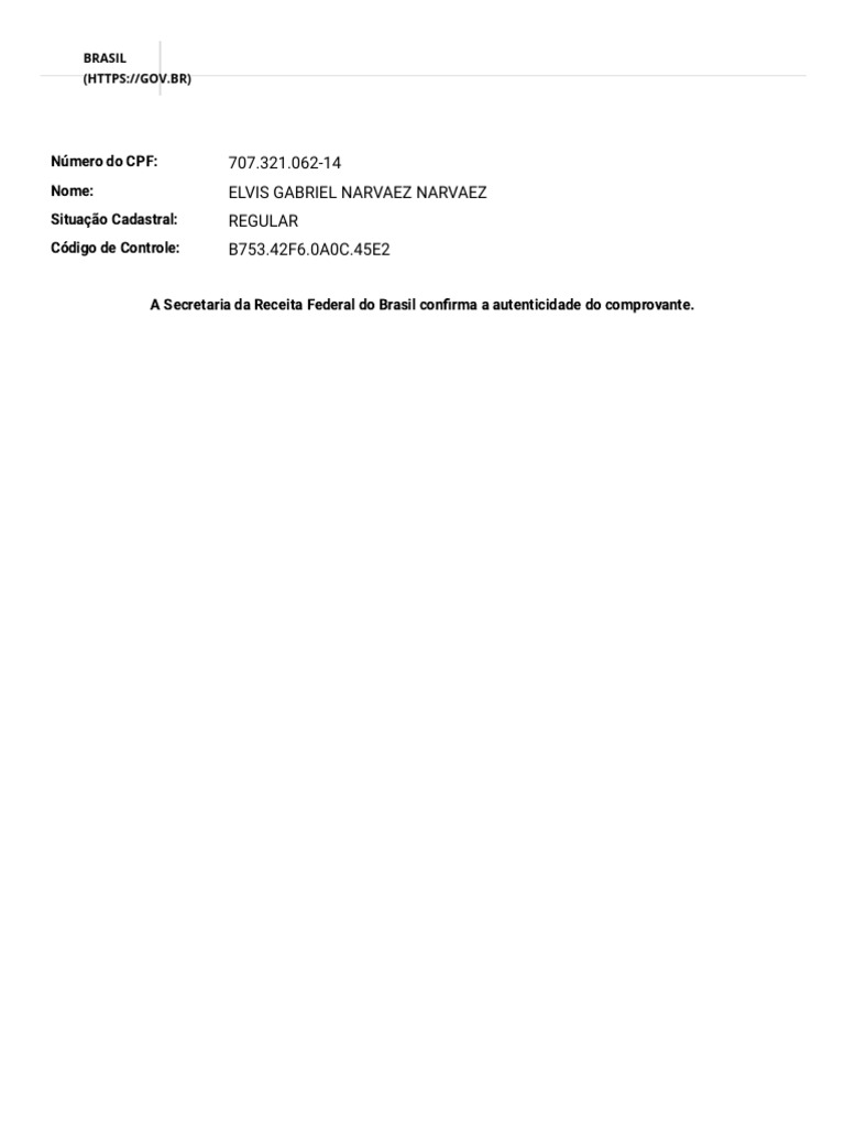 Comprovante de Inscrição Ou de Situação Cadastral No CPF | PDF