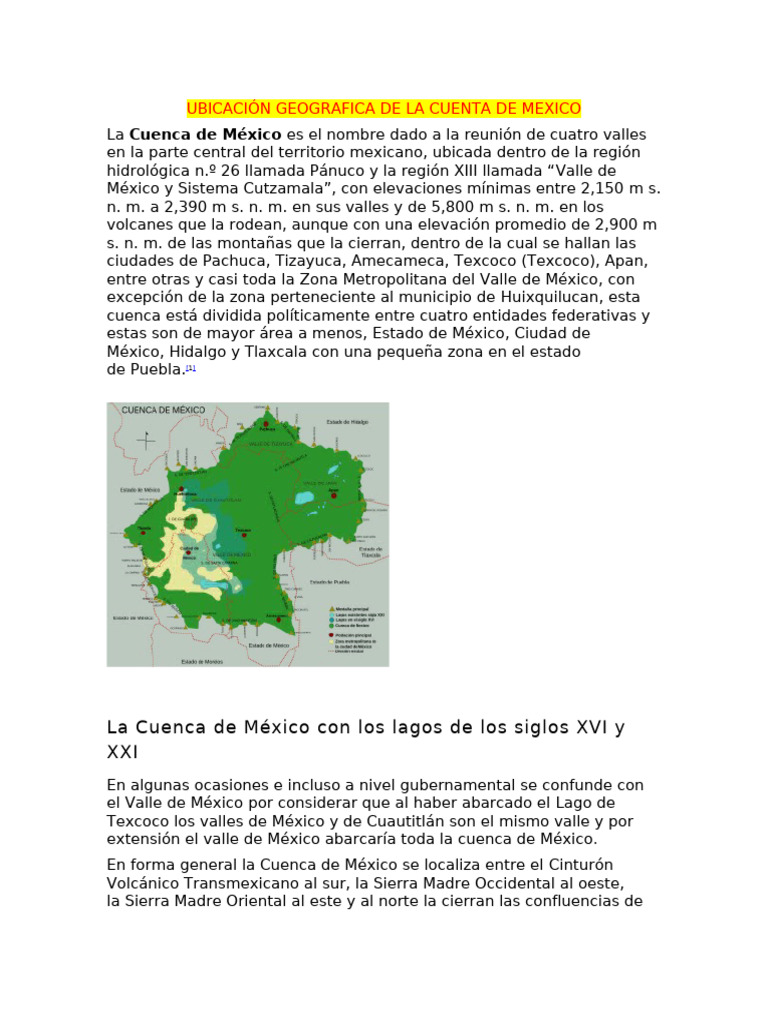 Ubicación de la Cuenca de México | PDF | Ciencias de la Tierra ...