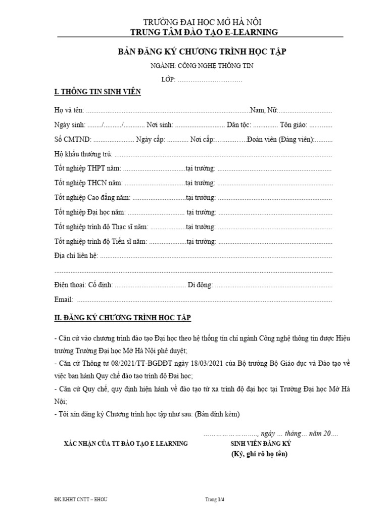 Khung CT học ngành CNTT | PDF