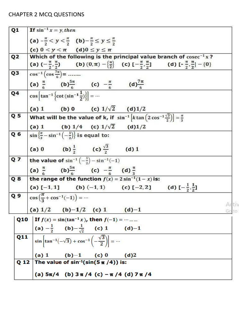 Chapter 2 MCQ Questions Guide | PDF