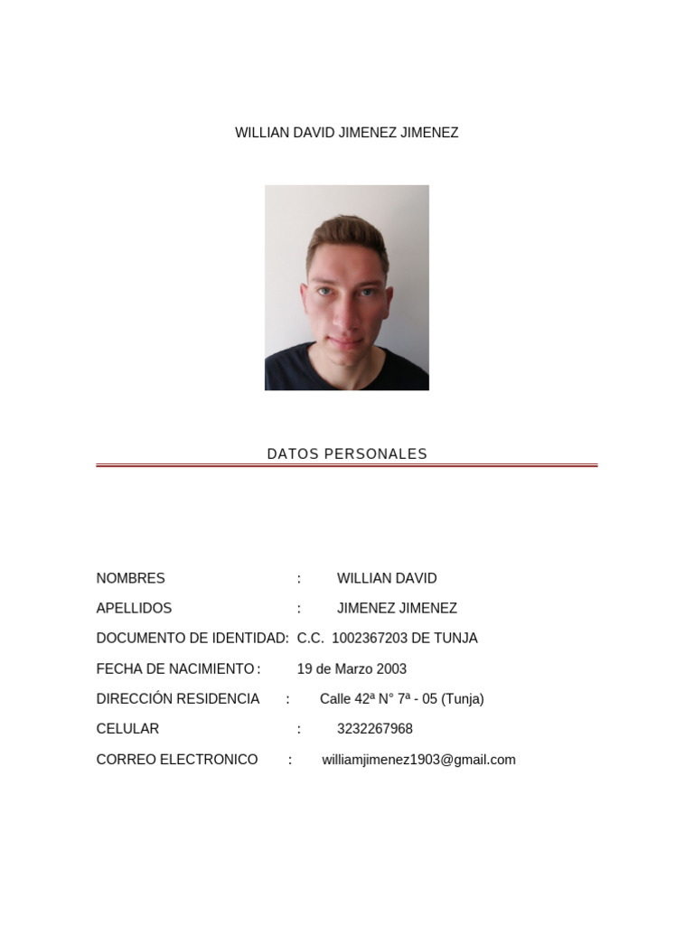 William Jiménez: Perfil Académico y Laboral | PDF