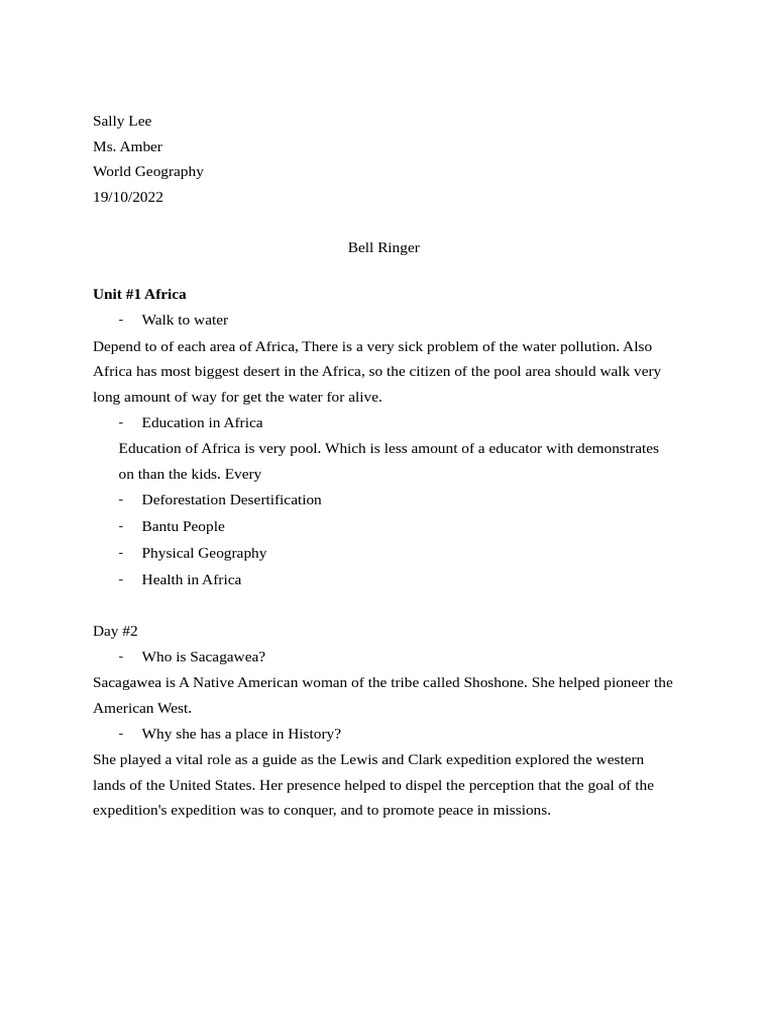 World Geography_Bell Riger_Unit 1_Week 6 | PDF