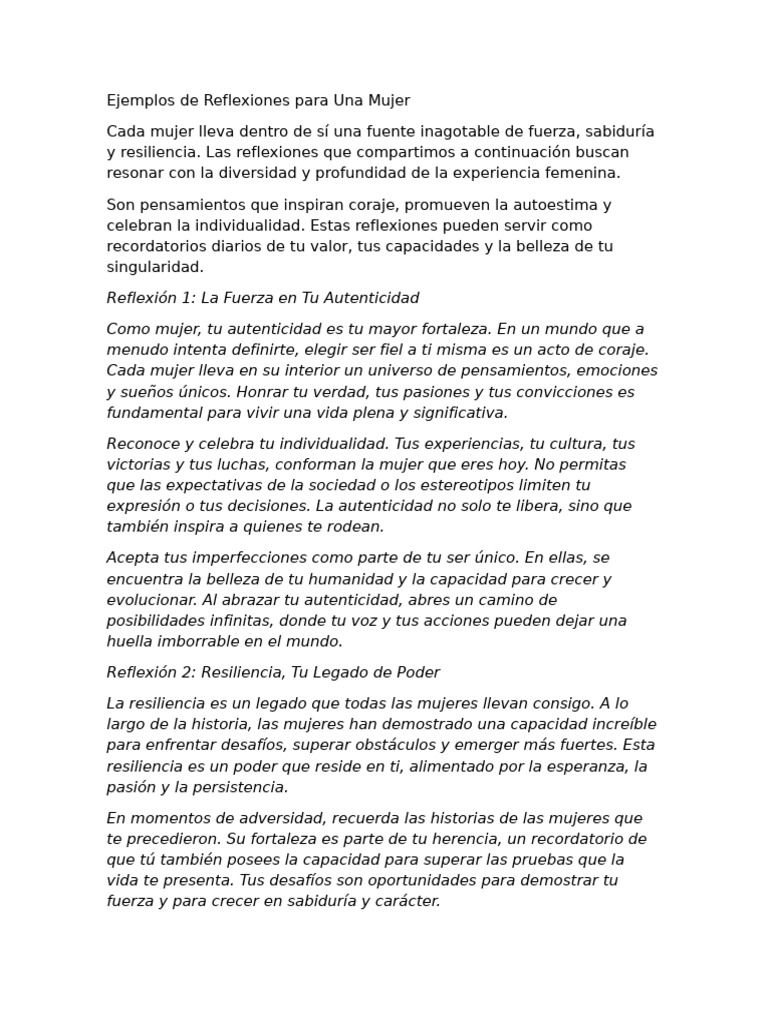 Reflexiones Inspiradoras para Mujeres | PDF | Autoestima | Autenticidad ...