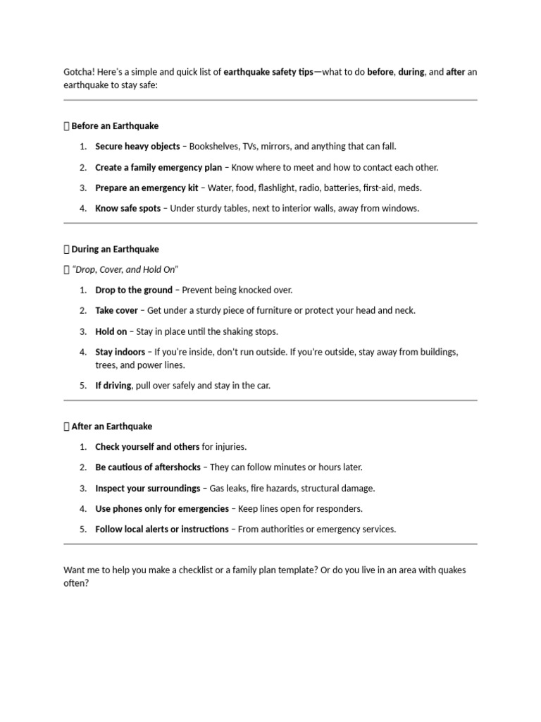 Essential Earthquake Safety Tips | PDF