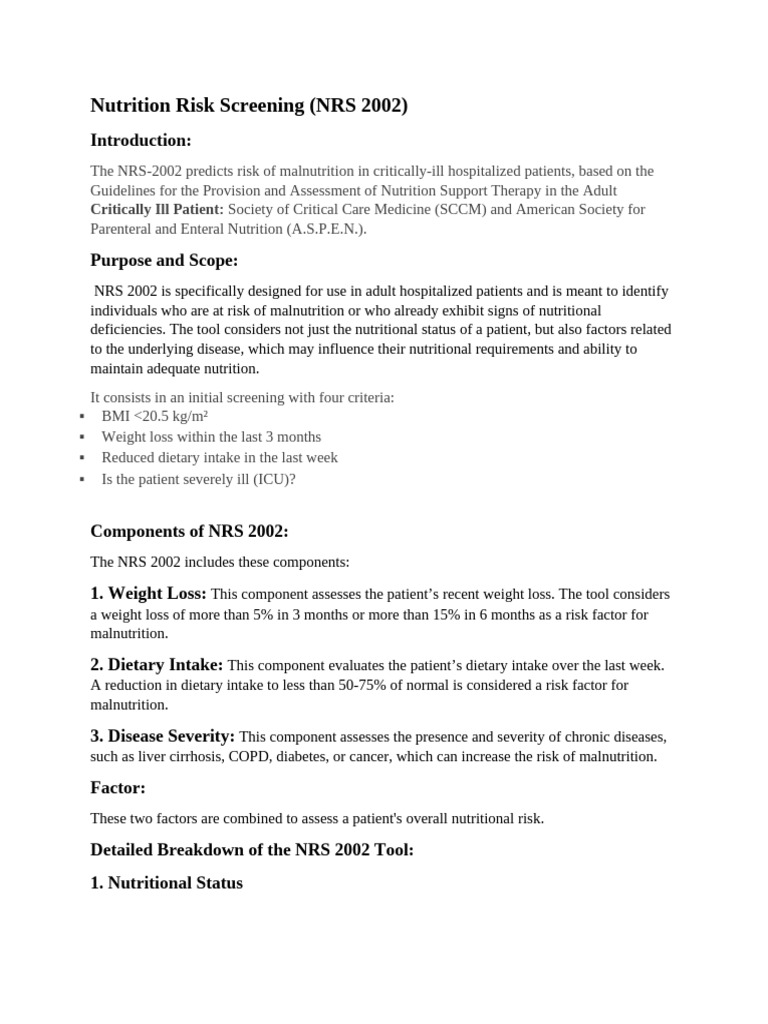 Nutrition Risk Screening | PDF | Human Nutrition | Malnutrition