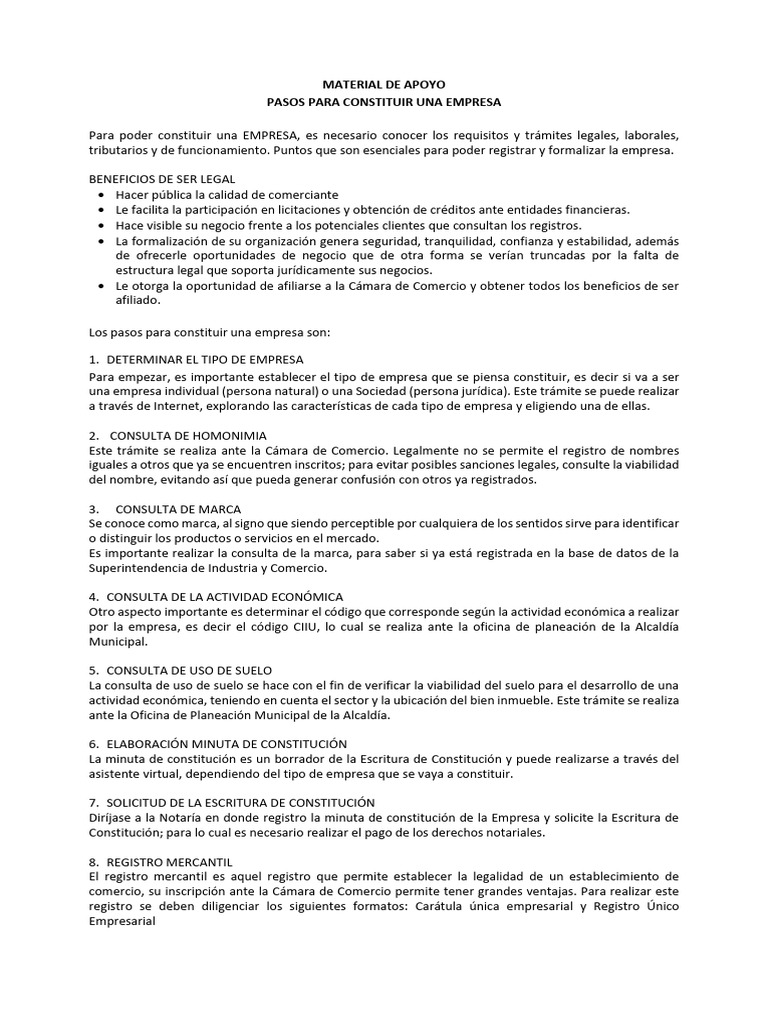 Pasos para Constituir Una Empresa | PDF | Business | Marca