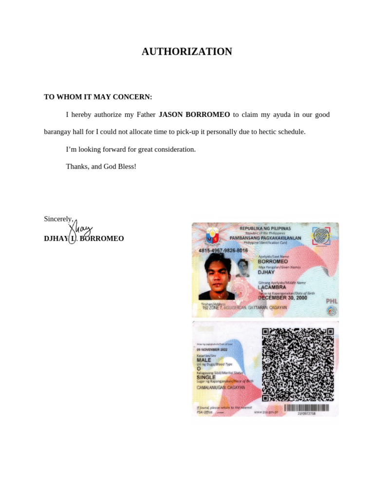 AUTHORIZATION | PDF