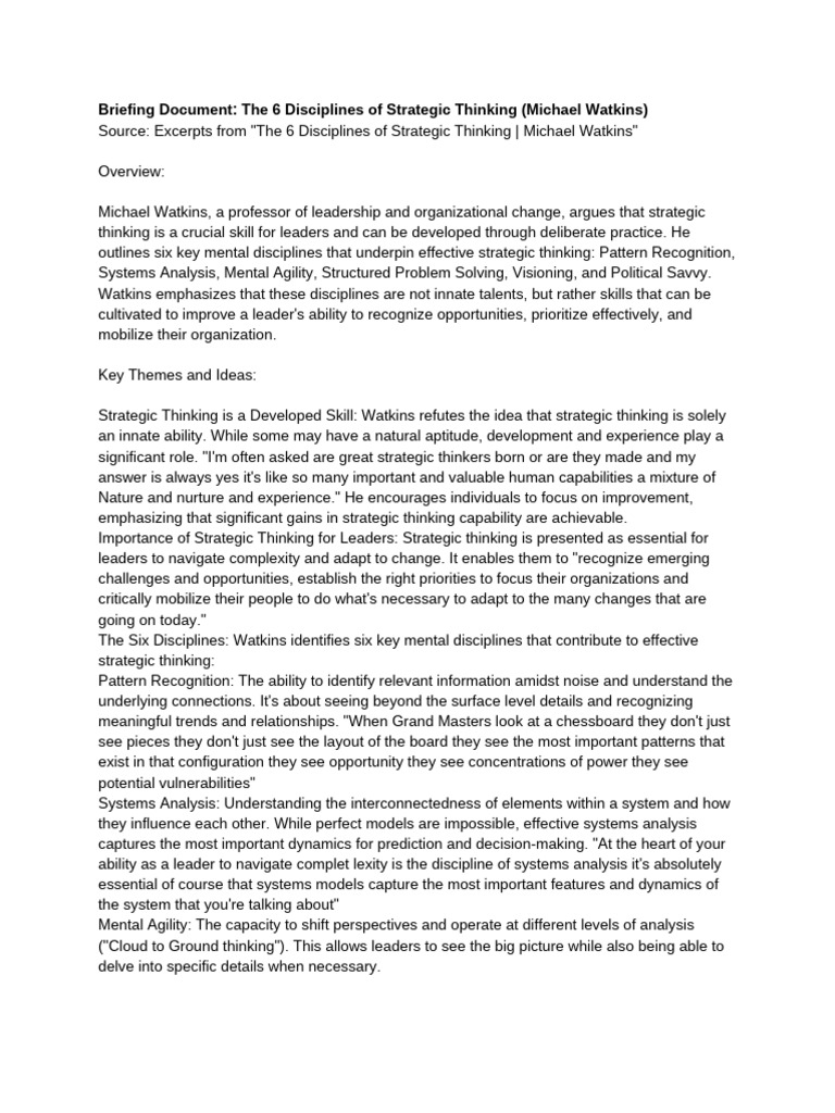 6 Disciplines of Strategic Thinking | PDF | Thought | Strategic Thinking