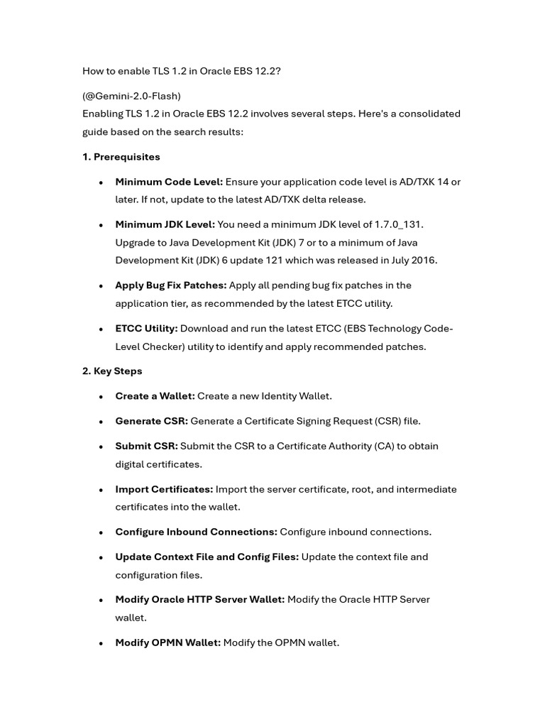 Enable TLS1.2 EBS12.2 (Gemini 2.0 Flash) | PDF | Transport Layer ...