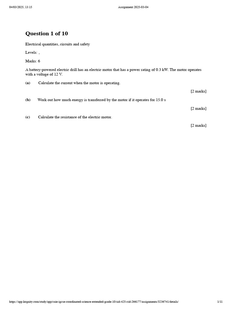 Electricity Igcse Coordinated Science Pdf Series And Parallel Circuits Voltage