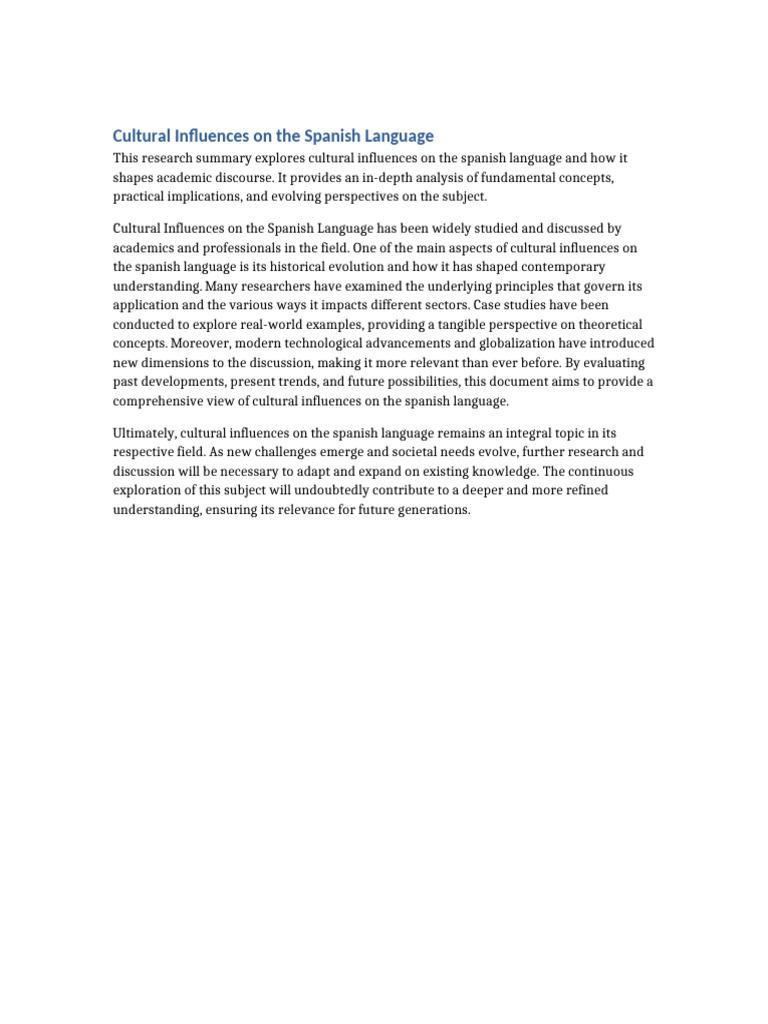 Cultural Impact on Spanish Language | PDF