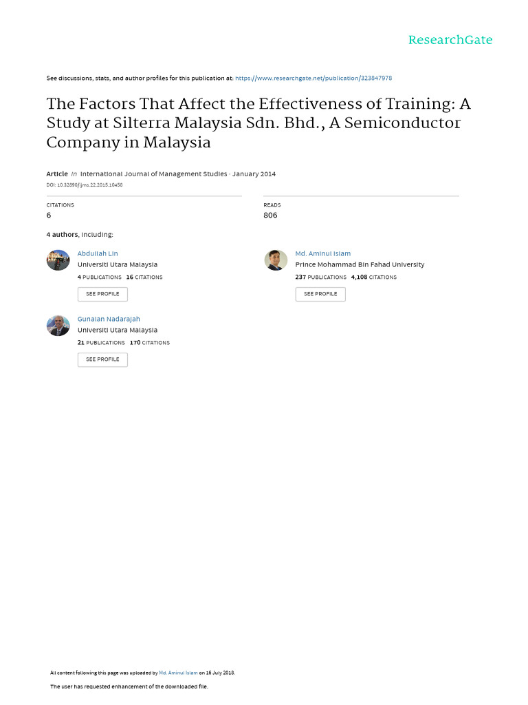 3. PaperonEffectivenessofTraining | PDF | Regression Analysis | Validity (Statistics)