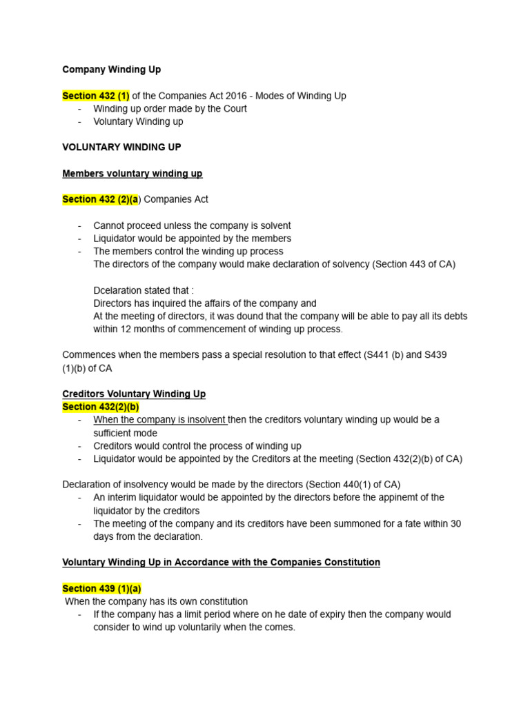 Company Winding Up Procedures in Malaysia | PDF | Liquidation | Insolvency