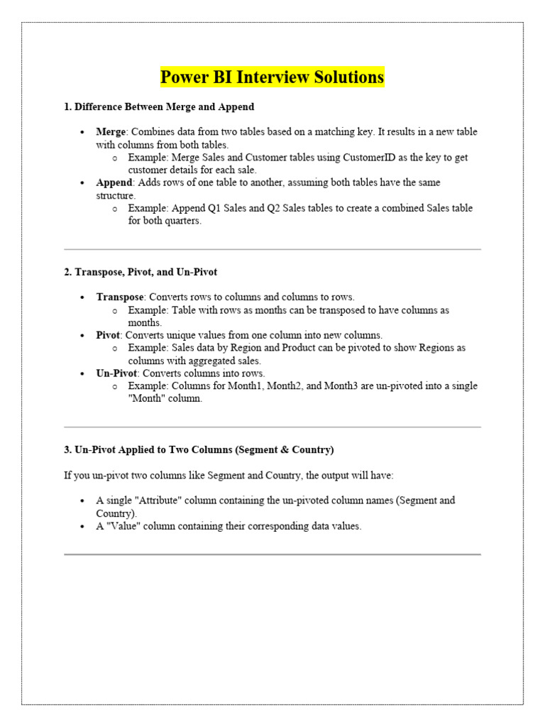 Power BI Questions With Answer | PDF | Computing | Data Management
