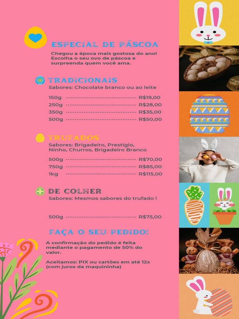 Ovos de Páscoa: Cardápio e Preços | PDF