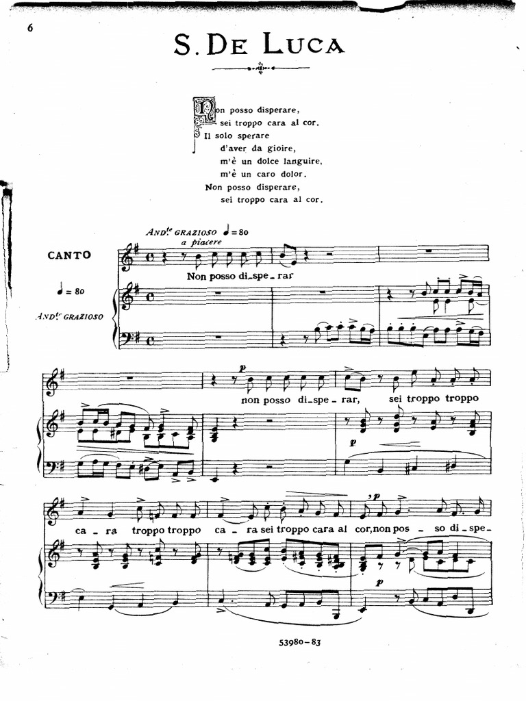 Non Posso Disperar - S. D Luca | PDF