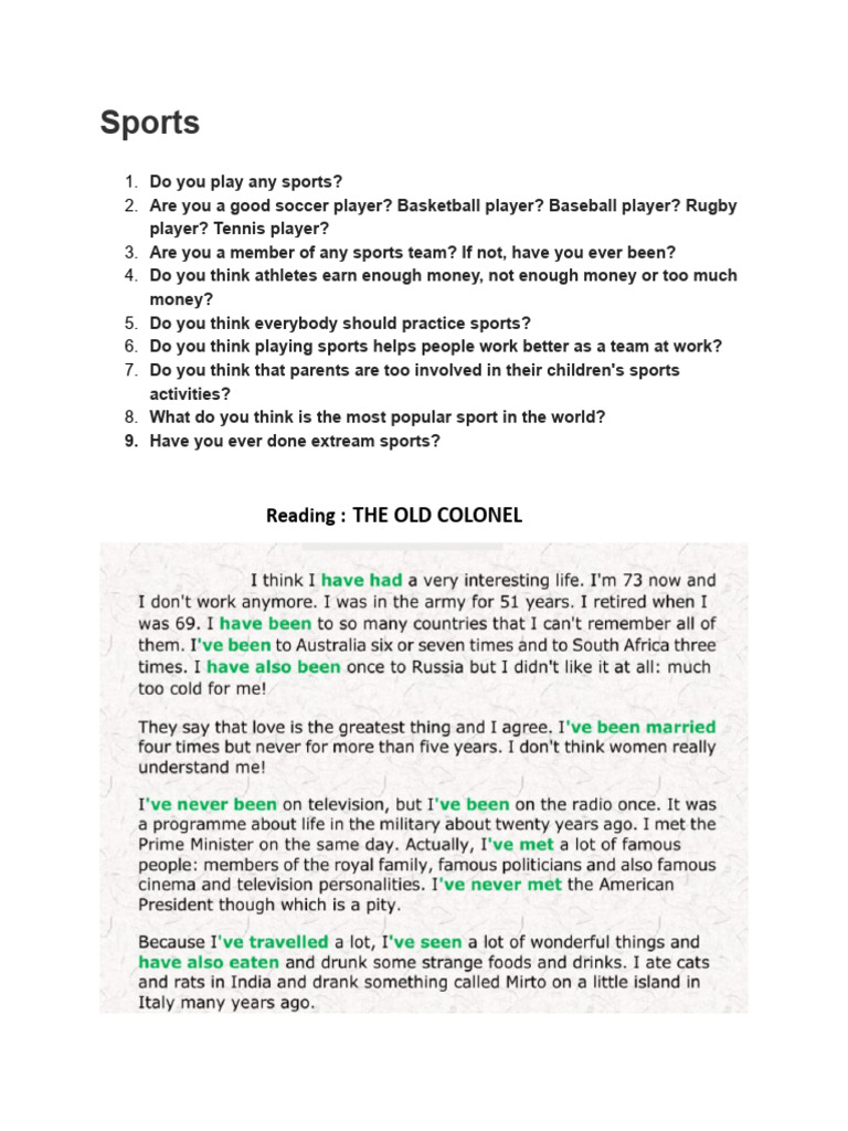 Topic, Sports | PDF