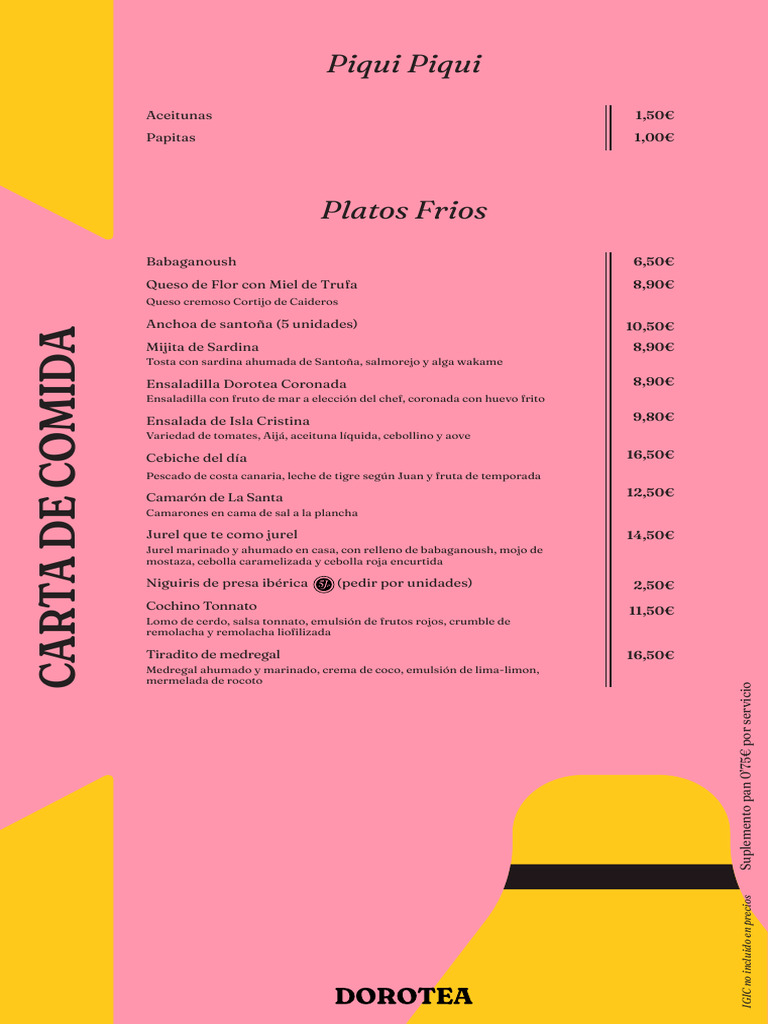 Carta de Comida | PDF | Cocina | Alimentos