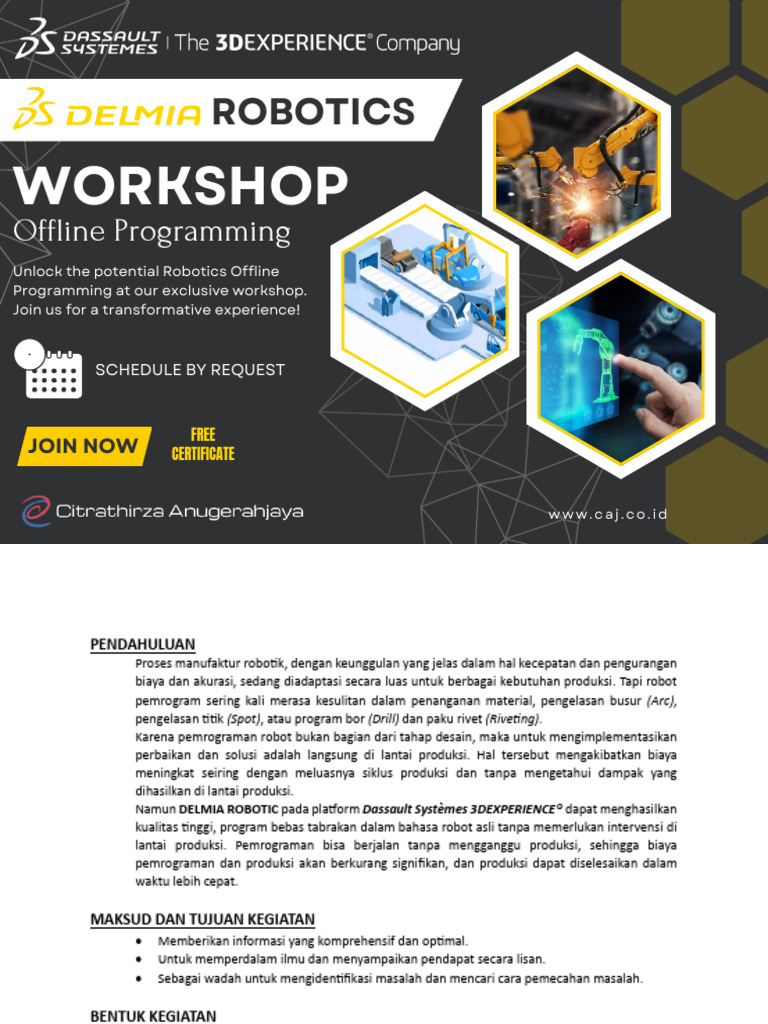 Proposal Workshop DELMIA ROBOTICS | PDF