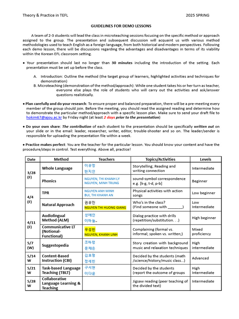25 TEFL Presentation Guideline | PDF | Cognitive Science | Communication