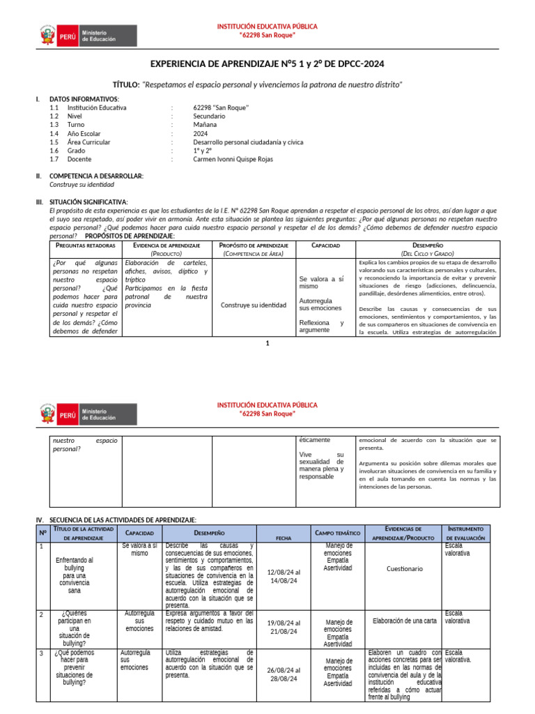 EdA N°5 DPCC | PDF | Las emociones | Autorregulación emocional